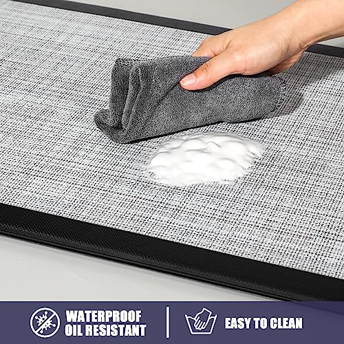 WEZVIX Anti Fatigue Kitchen Mat [2 PCS], Cushioned Non-Skid, Waterproof Floor Mat, Ergonomic Comfort Foam Standing Rugs for Floor, Kitchen, Office, Sink, Laundry - Black and Grey