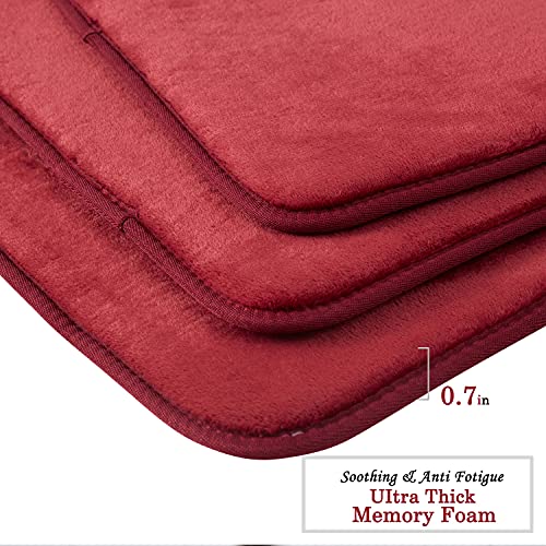 Sweet Home Collection Bathroom Rugs Memory Foam Bath or Shower Mat Slip Resistant Extra Absorbent Soft Fluffy Non Skid Rectangle, 20" x 24" Contour, Burgundy Red (Pack of 12)