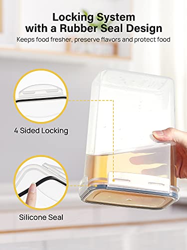 Kootek Cereal Containers Storage Set, 16 Pcs Pantry Kitchen Organization and Storage Airtight Food Storage Container, Leakproof 25.2L with Pen, Chalkboard Labels, Measuring Spoon Set