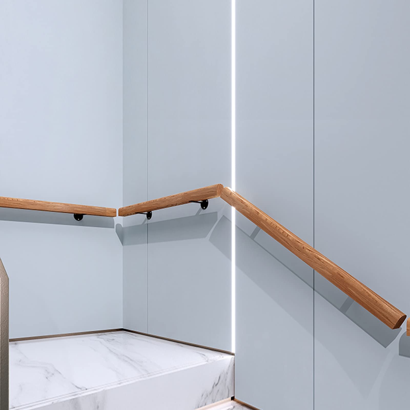Indoor Wooden Handicap Handrails for Stairway/Entrance/Hot Tub, Long 3m 3.5m 4m 4.5m 5m 5.5m 6m Disabled Porch Railing/Hand Pipe, Handrail Supports System (Size : 1.1m(3.6ft)=1 Sections)