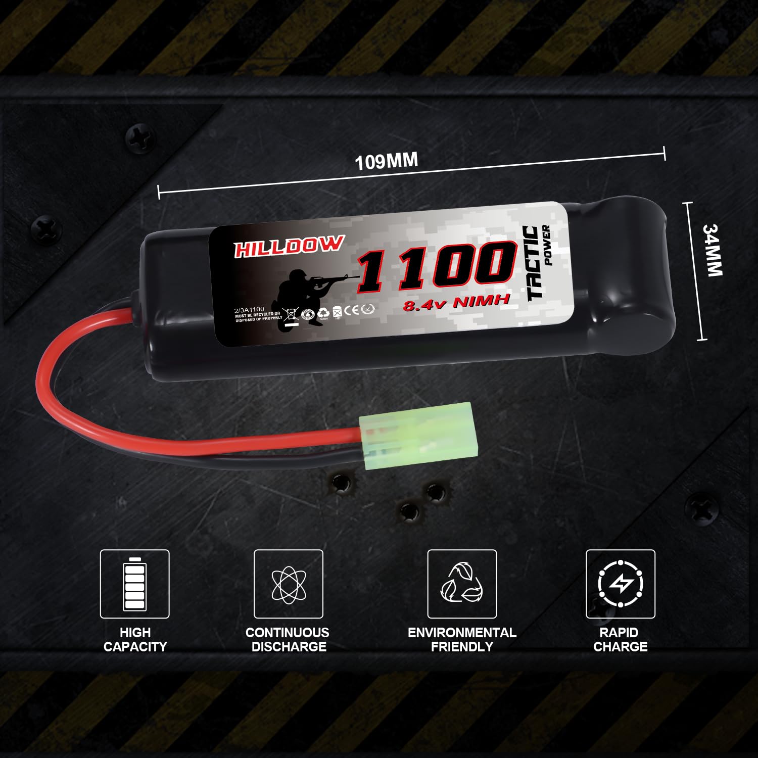 Hilldow NiMH Battery 8.4V 1100mAh Battery