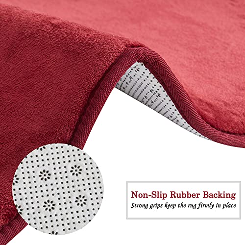 Sweet Home Collection Bathroom Rugs Memory Foam Bath or Shower Mat Slip Resistant Extra Absorbent Soft Fluffy Non Skid Rectangle, 20" x 24" Contour, Burgundy Red (Pack of 12)