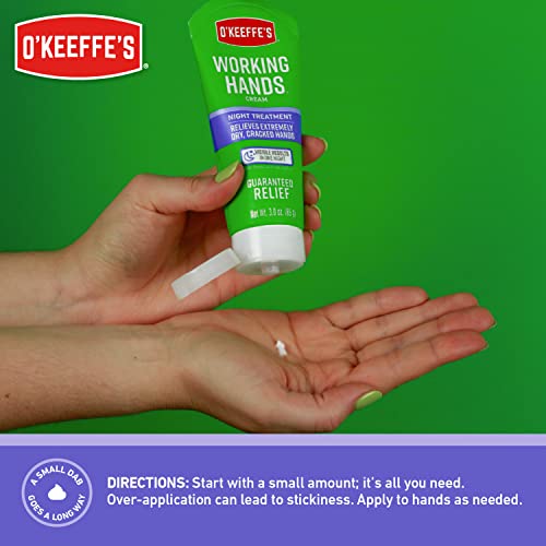 O'Keeffe's Working Hands Night Treatment Hand Cream, 3 oz Tube, (Pack of 2)