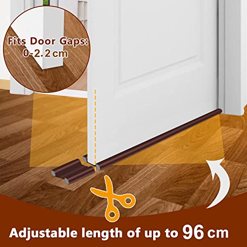 AOKON Door Draft Stopper 36 Inch Under Door Draft Noise Blocker Black Gap Stoppers Entry Door Draft Guard for Bottom of Doors Adjustable Twin Door Draft - Brown