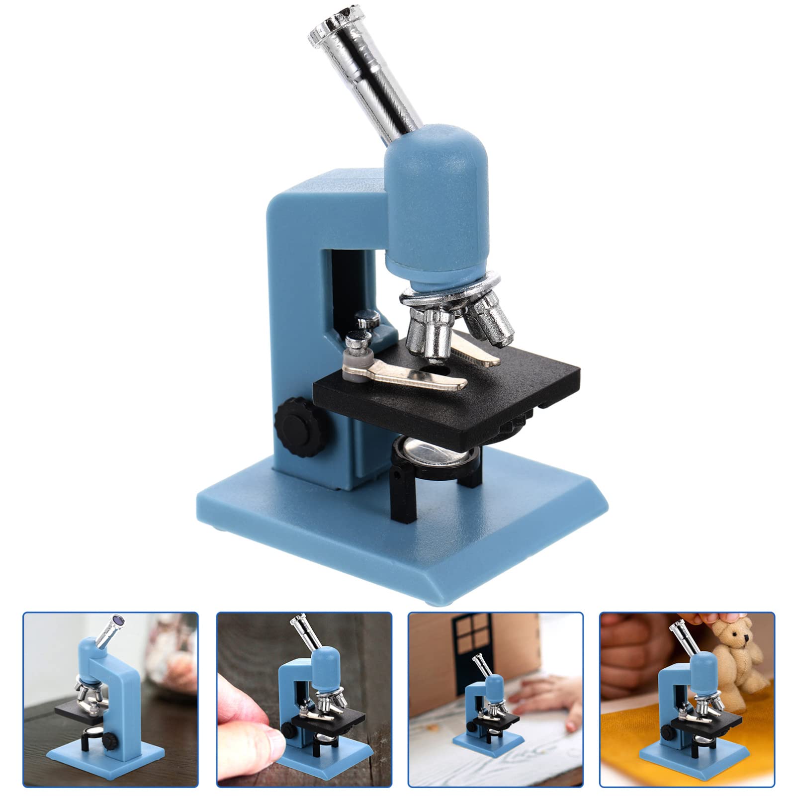 Zerodeko 1:12 Scale Dollhouse Microscope, Realistic Miniature Microscope Model, Fake Biological Microscopes for Dollhouse DIY Micro Landscape Ornament