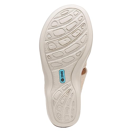 BZees Womens Daytona Slip-On Wedge Sandal Sand Dollar Chevron 6.5 M