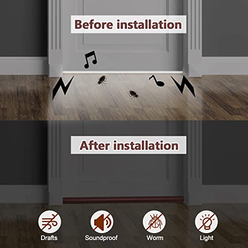 AOKON Door Draft Stopper 36 Inch Under Door Draft Noise Blocker Black Gap Stoppers Entry Door Draft Guard for Bottom of Doors Adjustable Twin Door Draft - Brown