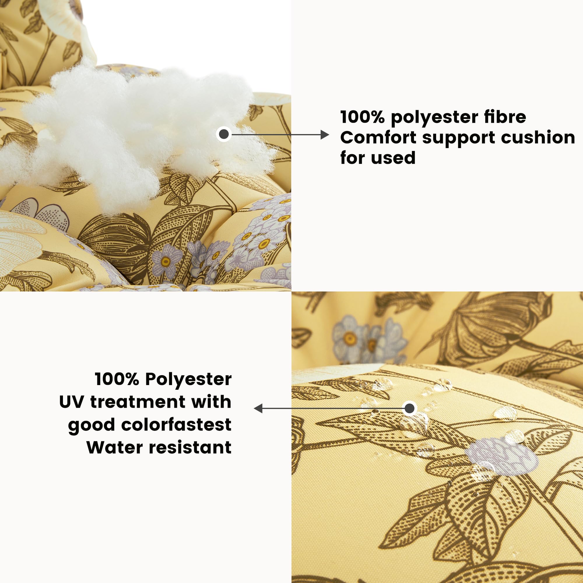ARTPLAN Patio Bench Tufted Cushion with Tie,Outdoor Loveseat Cushion for Gliders,48x18 Inches,Floral,Beige