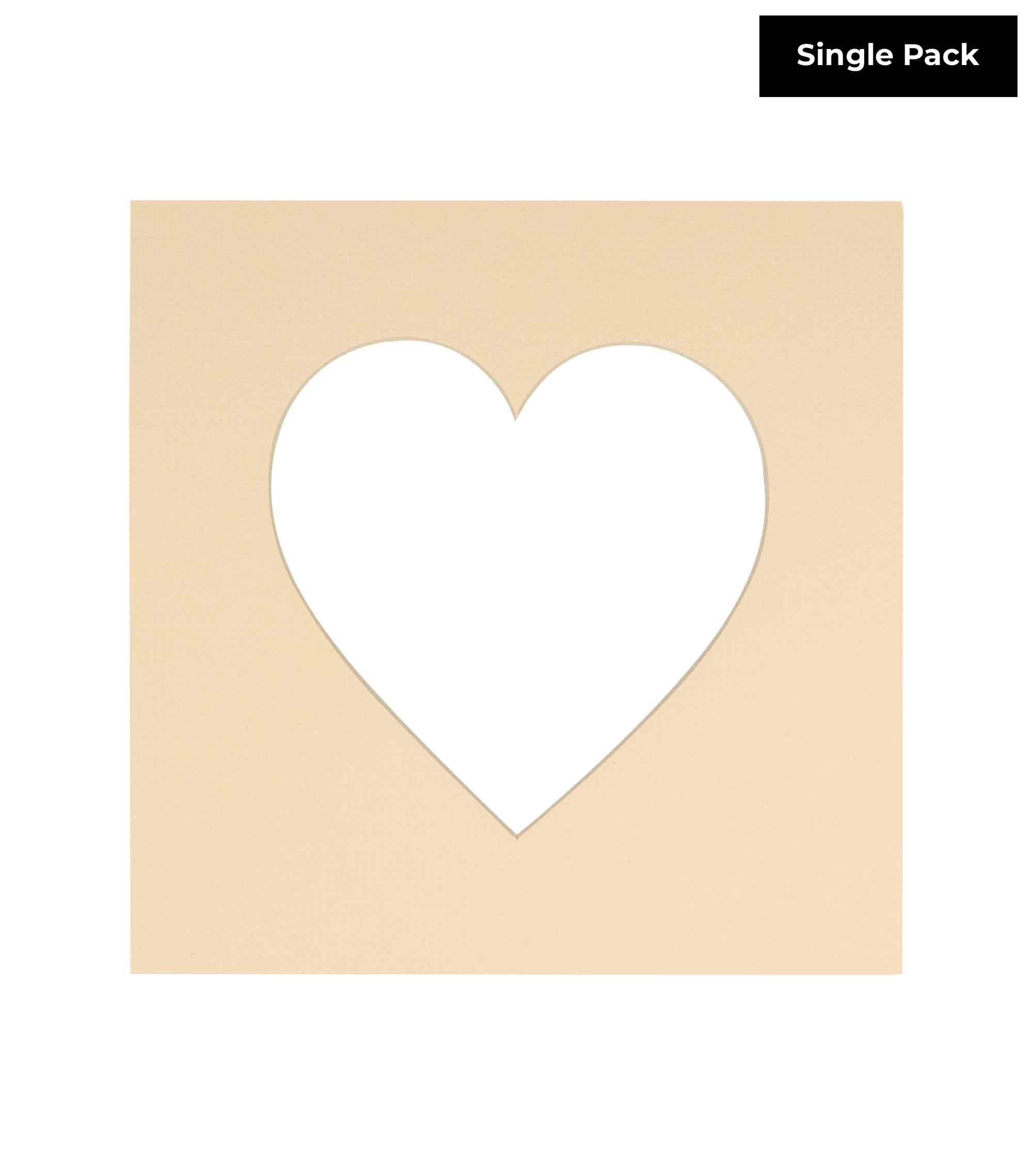 CountryArtHouse Beige Acid Free 8x8 Heart Picture Frame Mat with White Core Bevel Cut for 4x4 Pictures - Fits 8x8 Frame - Pack of 1 Matboard