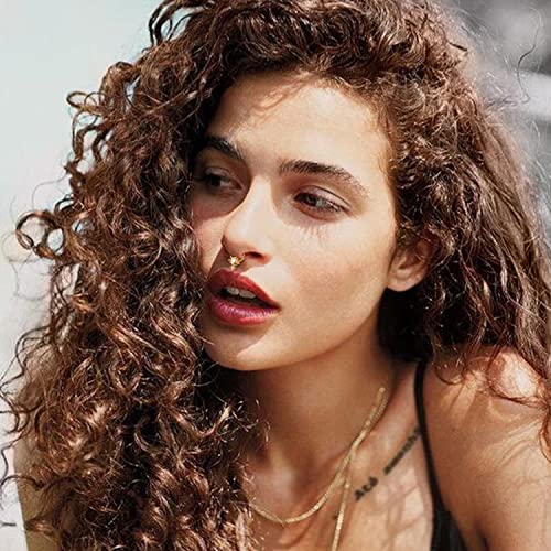 SAILIMUE 8Pcs 16G Septum Rings Daith Earrings Septum Piercing Jewelry 316L Stainless Steel CZ Opal Dangle Hinged Segment Septum Clicker Nose Rings Hoop Piercing Jewelry Gold 8MM