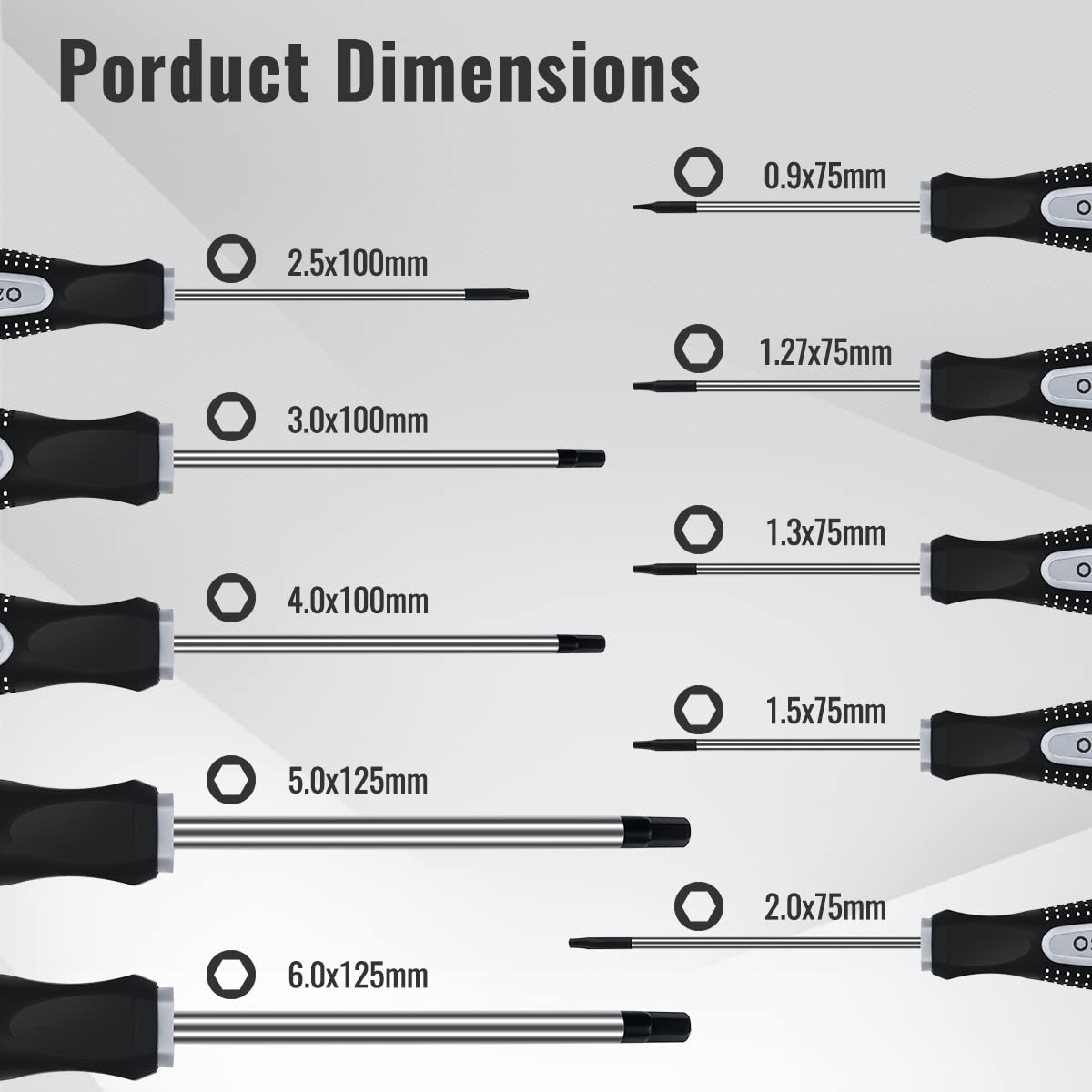 Hex Allen Wrench Screwdriver Set (10 Pack in Precision & Standard Metric Sizes 0.9mm 1.27mm 1.3mm 1.5mm 2.0mm 2.5mm 3.0mm, 4.0mm, 5.0mm, & 6mm) - Perfect for RC Cars, Quadcopters, & Helicopters