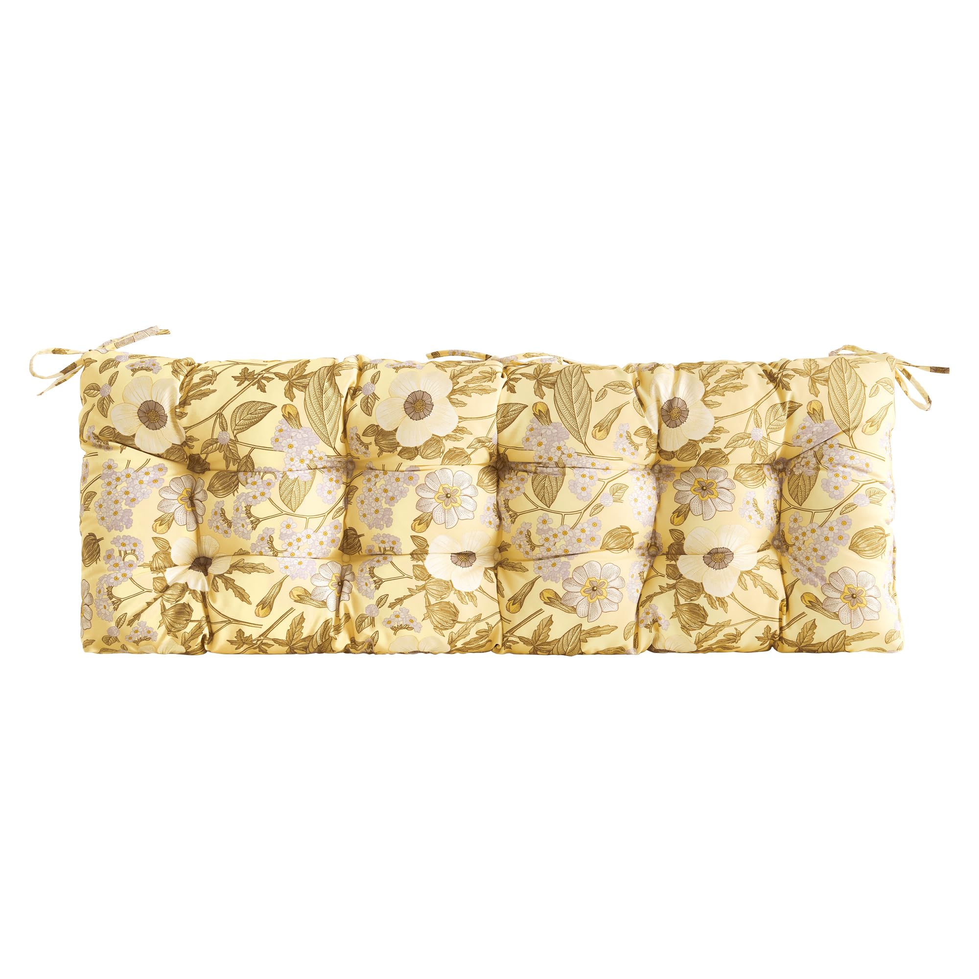 ARTPLAN Patio Bench Tufted Cushion with Tie,Outdoor Loveseat Cushion for Gliders,48x18 Inches,Floral,Beige