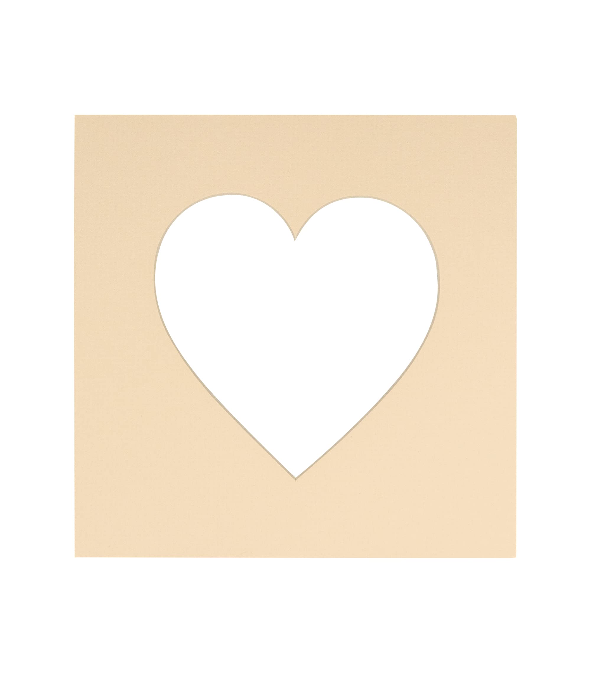 CountryArtHouse Beige Acid Free 8x8 Heart Picture Frame Mat with White Core Bevel Cut for 4x4 Pictures - Fits 8x8 Frame - Pack of 1 Matboard