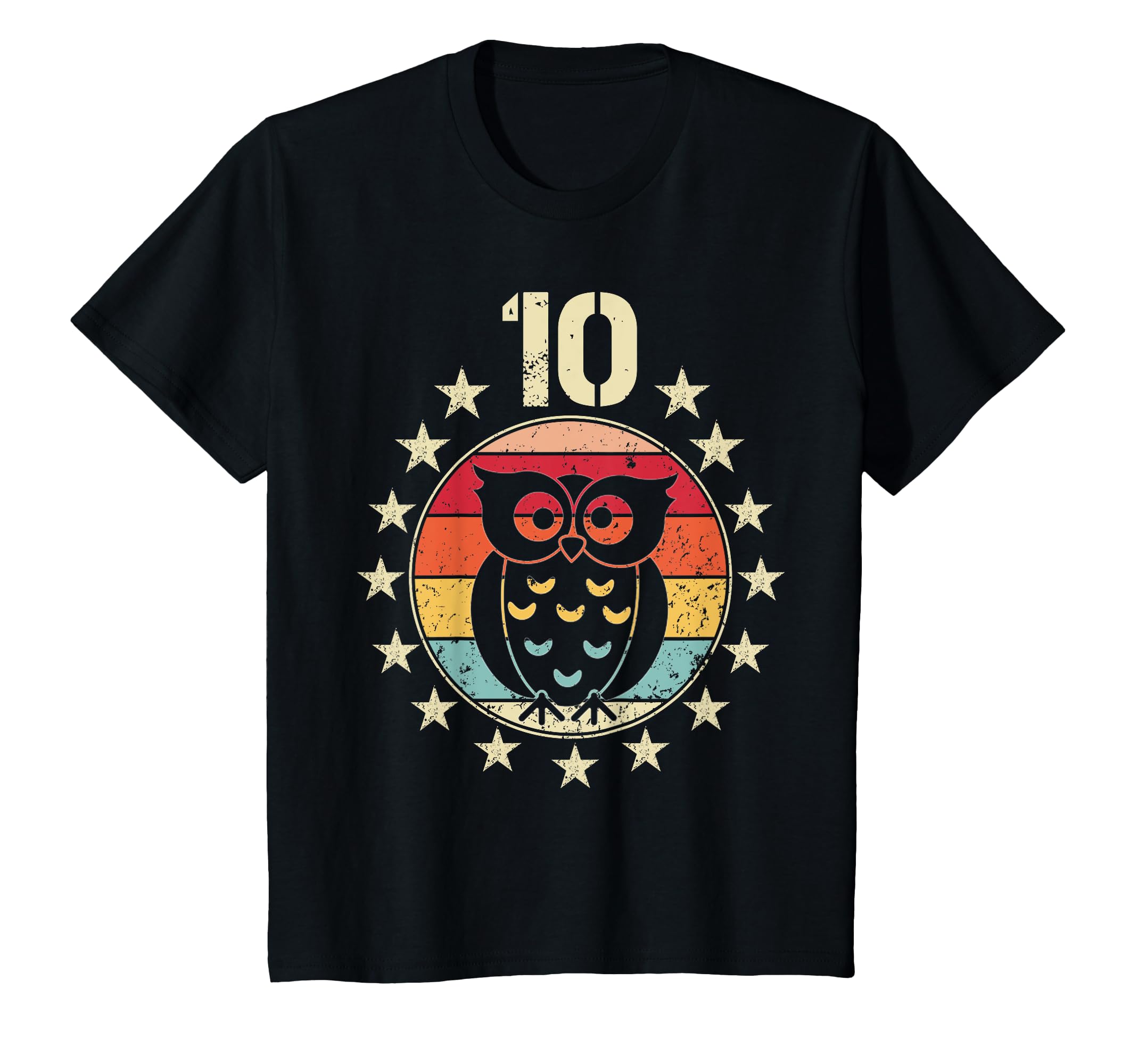 Kids Owl Birthday 10 Year Old Boy Girl Owl 10th Birthday T-Shirt