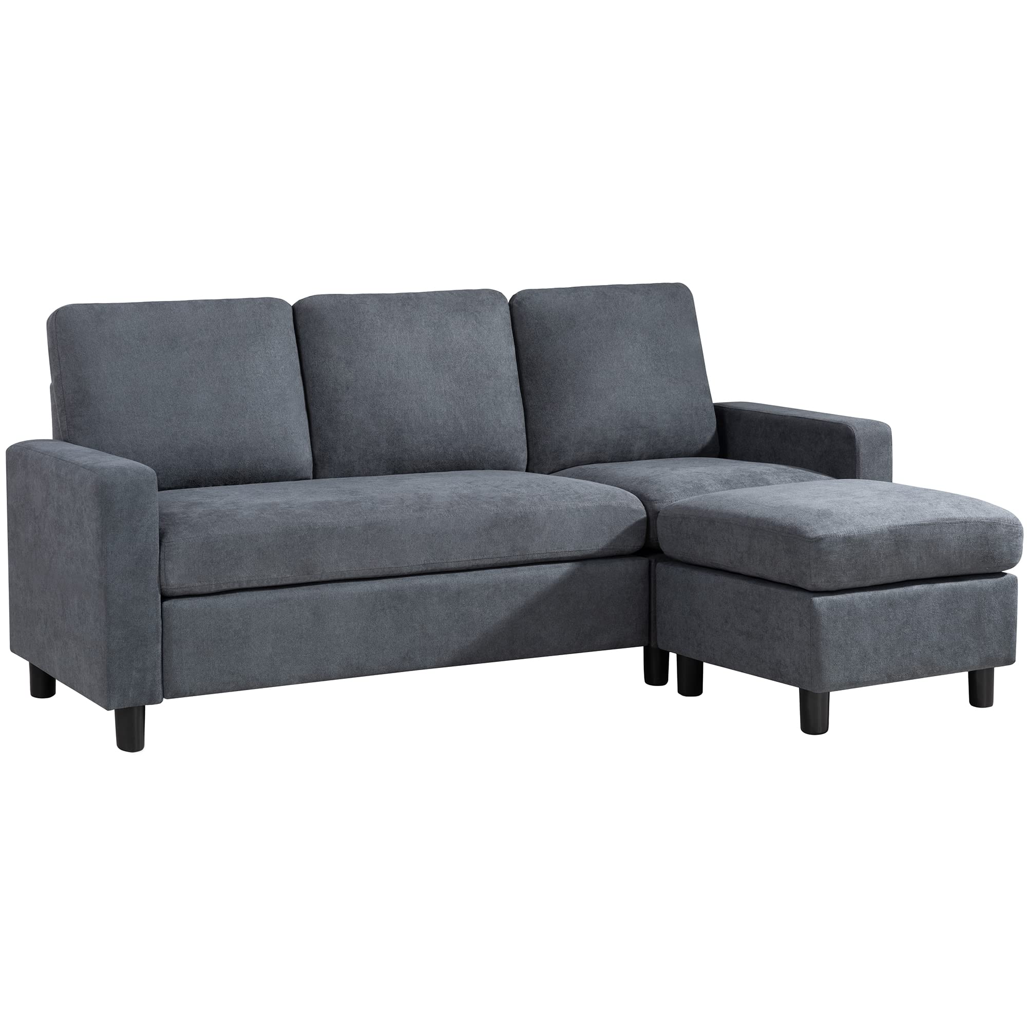 SUNLEI 79'' Convertible Sectional Sofa, L Shaped Couch Reversible Chaise Modern Linen Fabric for Small Space(Dark Grey)