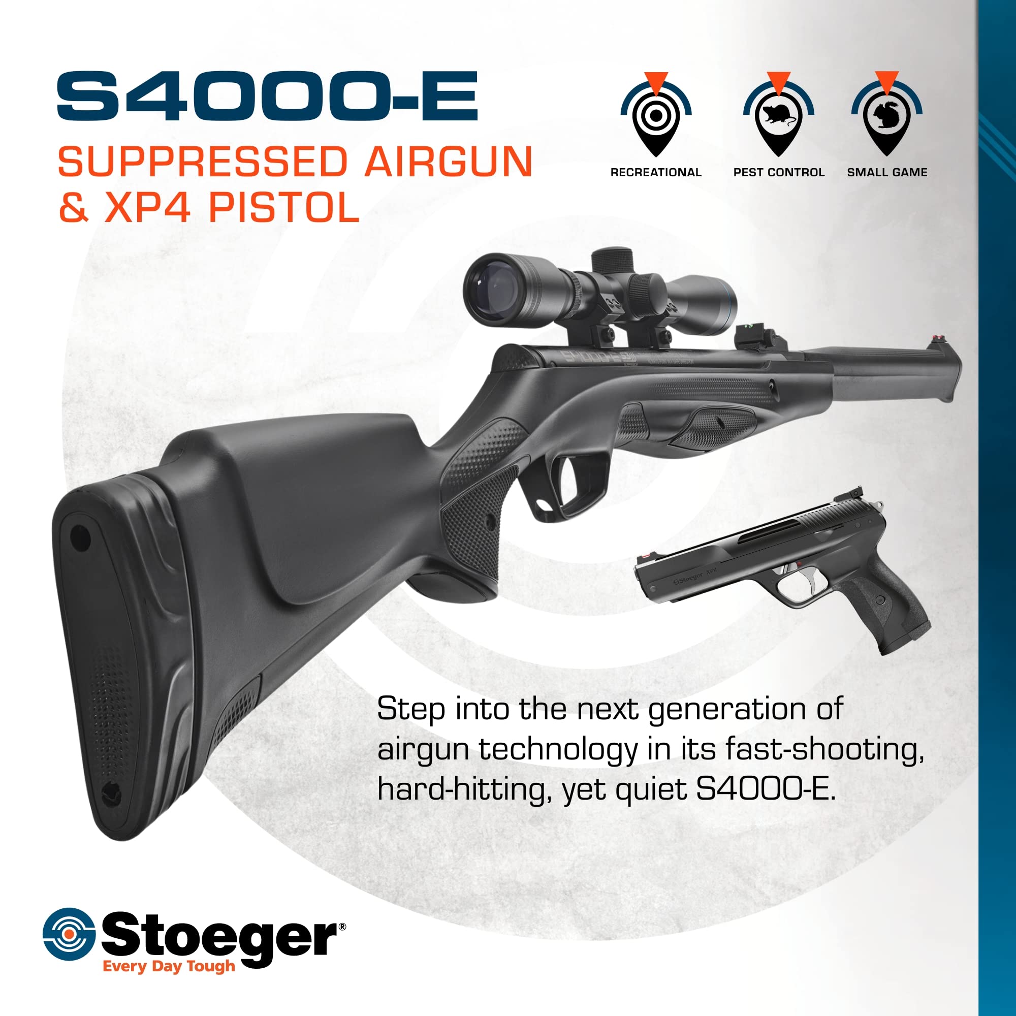Stoeger S4000-E Airgun & XP4 Pistol Combo - .177 Caliber - Black Synthetic with Fiber-Optic Sights and 4 x 32 Scope