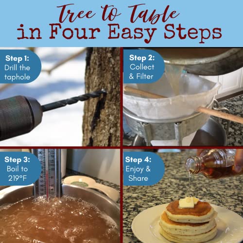 MAPLE TAPPER Maple Syrup Tree Tapping Kit β (10) Spiles + (10) 3' Tubes + (2) 1- QT Maple Sap Filters β BPA Free Food Grade - Full Instructions, Recipe Cards- Made in North America