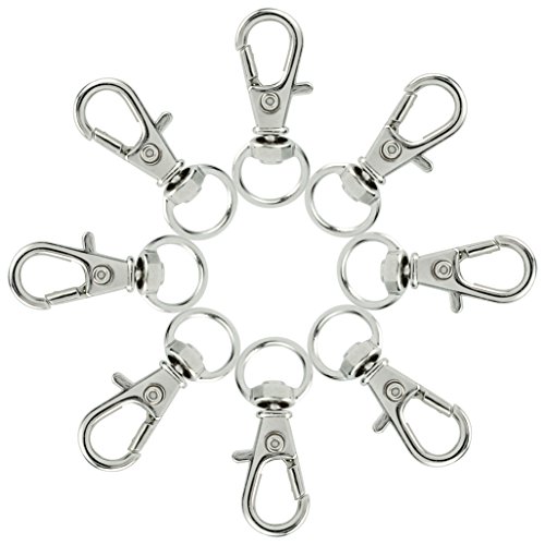 50 pcs Swivel Clasps Lanyard Snap Hook,cnomg Metal Swivel Lanyard Snap Hook Lobster Claw Clasp(Sliver)