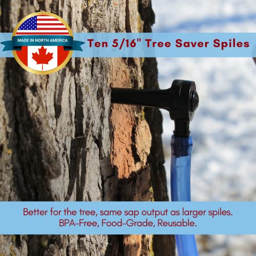 MAPLE TAPPER Maple Syrup Tree Tapping Kit β (10) Spiles + (10) 3' Tubes + (2) 1- QT Maple Sap Filters β BPA Free Food Grade - Full Instructions, Recipe Cards- Made in North America