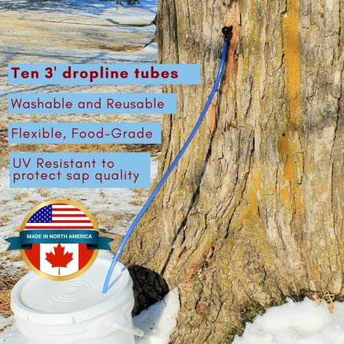 MAPLE TAPPER Maple Syrup Tree Tapping Kit β (10) Spiles + (10) 3' Tubes + (2) 1- QT Maple Sap Filters β BPA Free Food Grade - Full Instructions, Recipe Cards- Made in North America