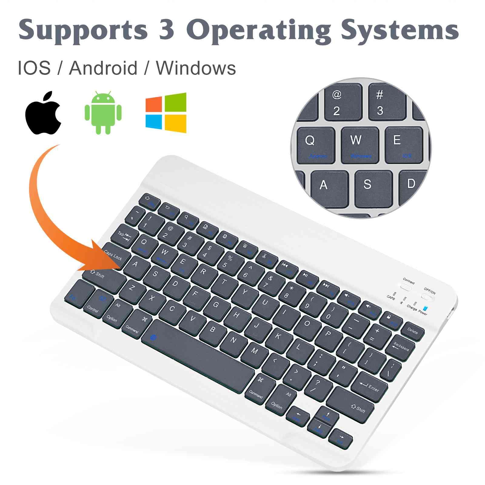 Rechargeable Bluetooth Keyboard and Mouse Combo Ultra Slim for Microsoft Surface Duo 2 and All Bluetooth Enabled Android/PC-Shadow Grey Keyboard with Titanium RGB Led Mouse