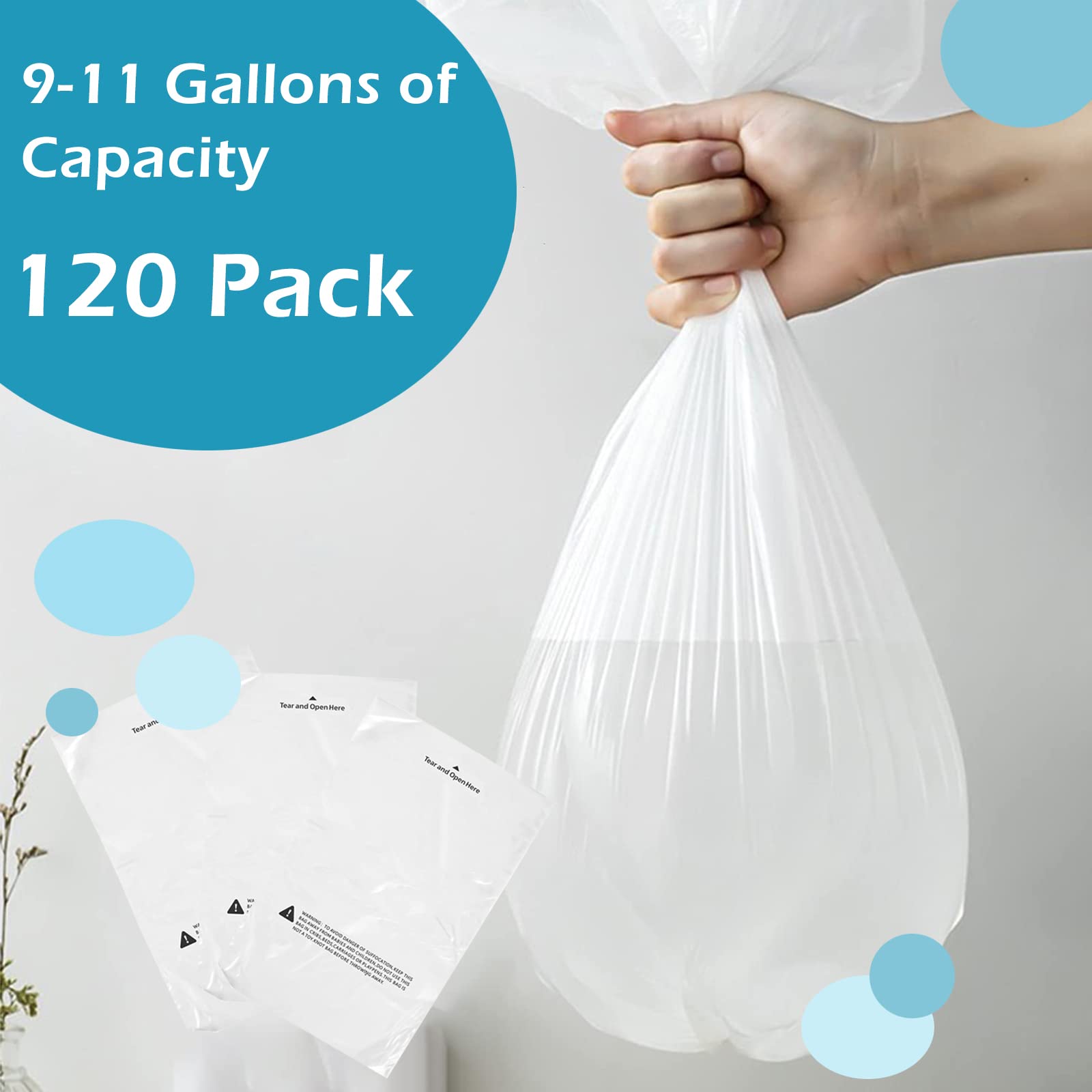 Lisyee 120 Count Waste Drawer Liners Bags Compatible with All Litter Box Robot Models, 9-11 Gallons Litter Box Liners