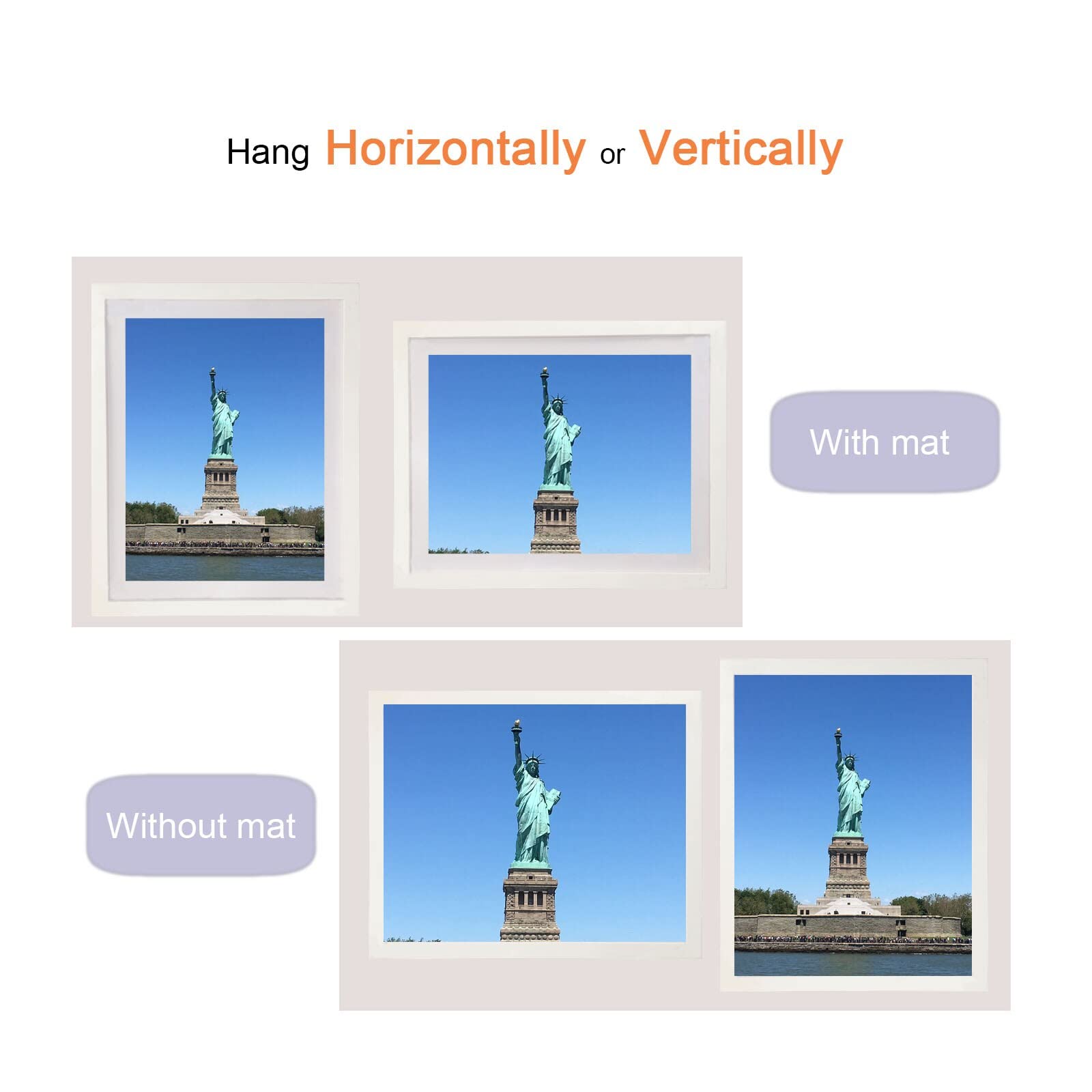 12x16 Wood Picture Frame Diamond Painting Frames 30x40cm Diamond Art Frame Display 12x16in / 30x40 cm Without Mat or 10x14 in/ 25x35cm with Mat 12 x 16 Photo Poster Frame Wall Hanging - White 3 Pack