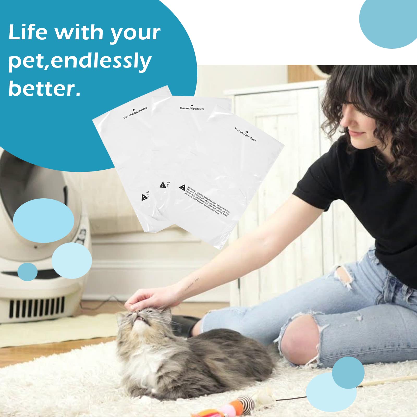 Lisyee 120 Count Waste Drawer Liners Bags Compatible with All Litter Box Robot Models, 9-11 Gallons Litter Box Liners
