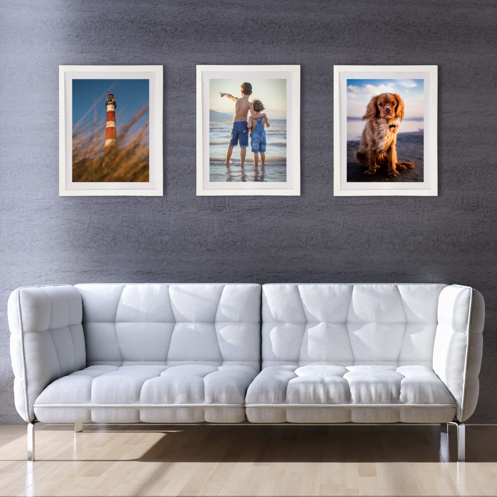 12x16 Wood Picture Frame Diamond Painting Frames 30x40cm Diamond Art Frame Display 12x16in / 30x40 cm Without Mat or 10x14 in/ 25x35cm with Mat 12 x 16 Photo Poster Frame Wall Hanging - White 3 Pack