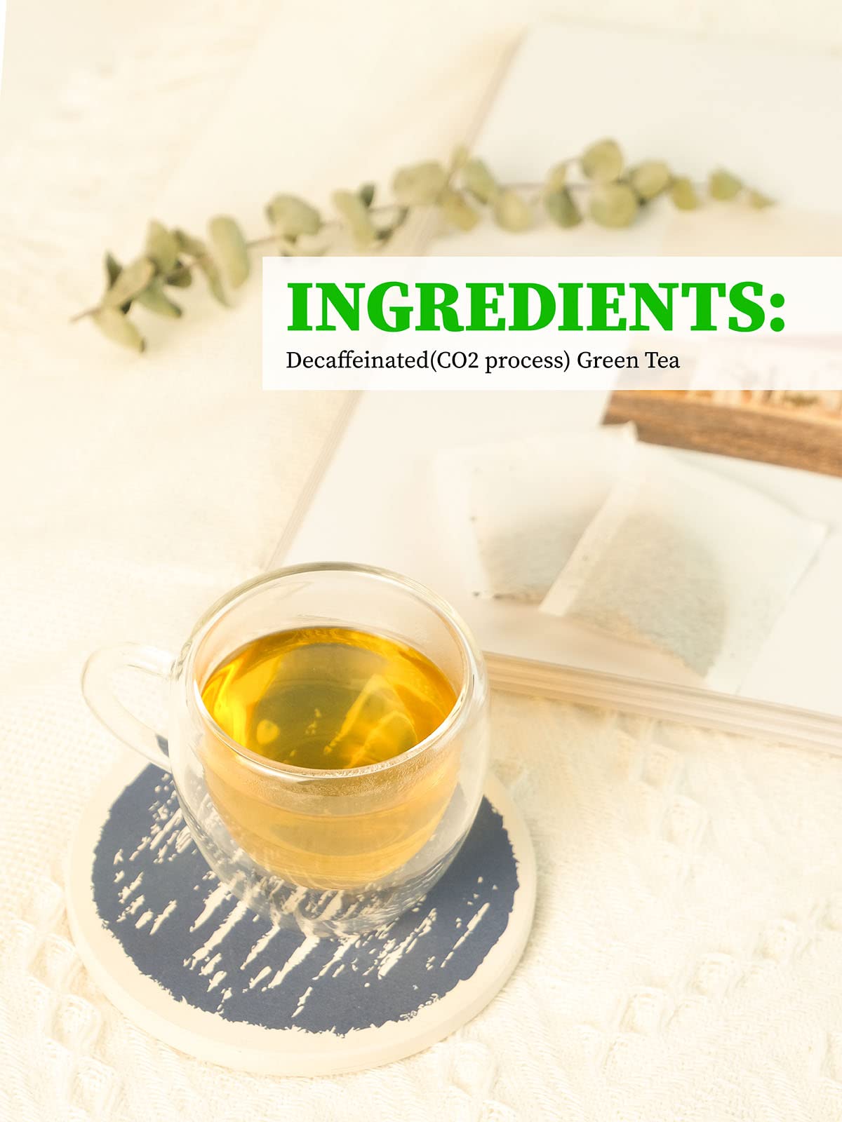 TeeLux Decaf Green Tea Bags, Pure Decaffeinated Green Tea, Super Antioxidant, 100 Count Tea Bags for Hot & Iced Tea