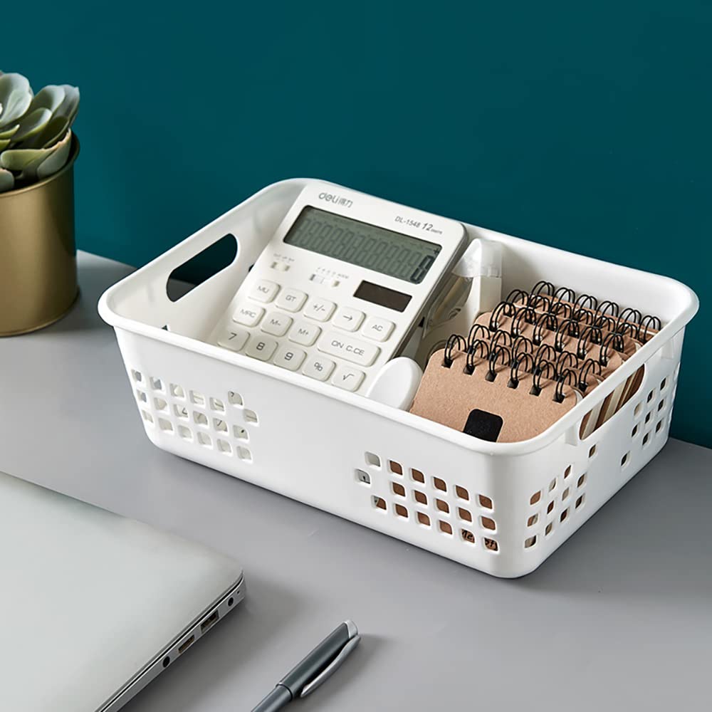 NDSWKR 12 Pack Small Plastic Storage Baskets, 8.5 x 5.5 x 3 Inch Colorful Classroom Organizer Basket for Kitchen Office Shelves Bathroom Cabinet
