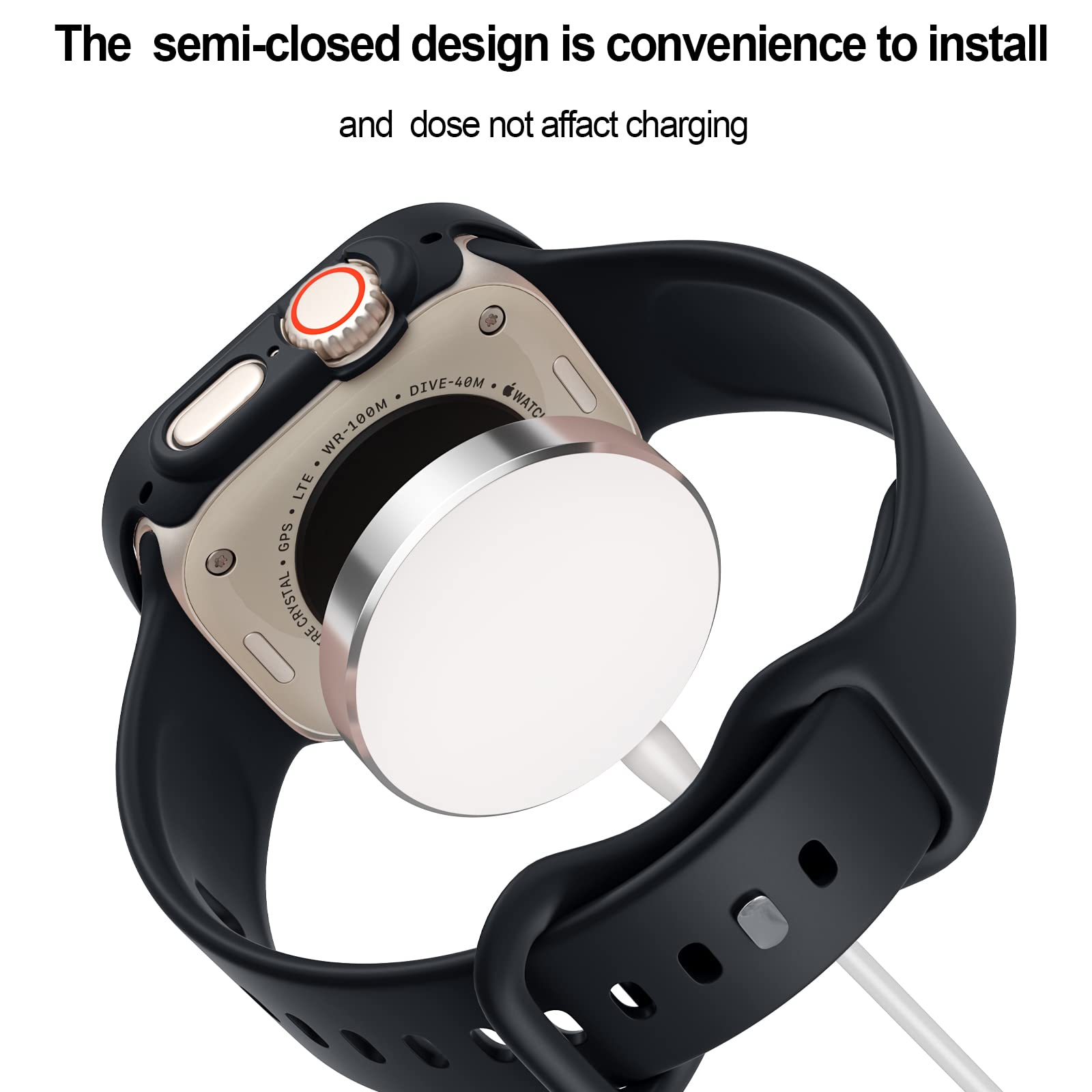 Charlam Compatible with 49mm Apple Watch Screen Protector Ultra iWatch Case Cover, 3 Pack Hard PC Edge Bumper Cases Full Coverage Touch Sensitive Protective Screen Covers, Red/White/Black, 49mm