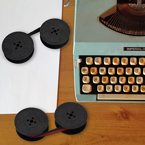 4 Pairs Universal Typewriter Ribbon Twin Spool Replacement 1/2" Pack Compatible with Most Typewriter (Black-Red,Black)
