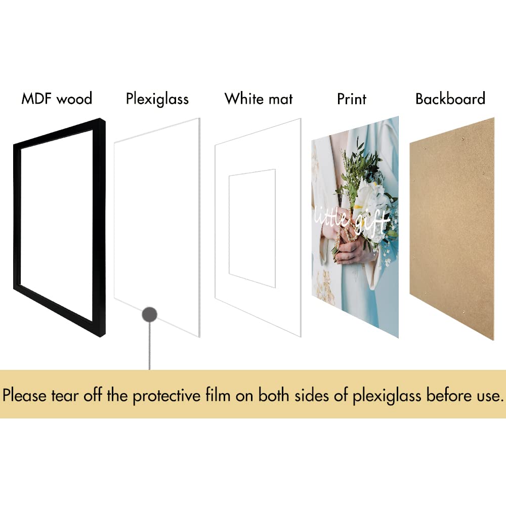EZOOZE 16x24 Frame, Black 16x24 Picture Frame With Mat 14x20, Wall Hanging Elegant Simplicity Poster Frame, 3-Pack