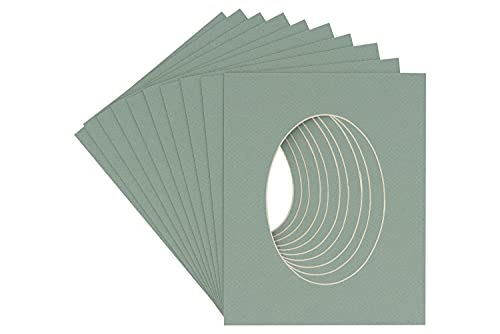 CountryArtHouse Seafoam Green Acid Free 8x12 Oval Picture Frame Mat with White Core Bevel Cut for 5.5x8.5 Pictures - Fits 8x12 Frame - Pack of 1 Matboard