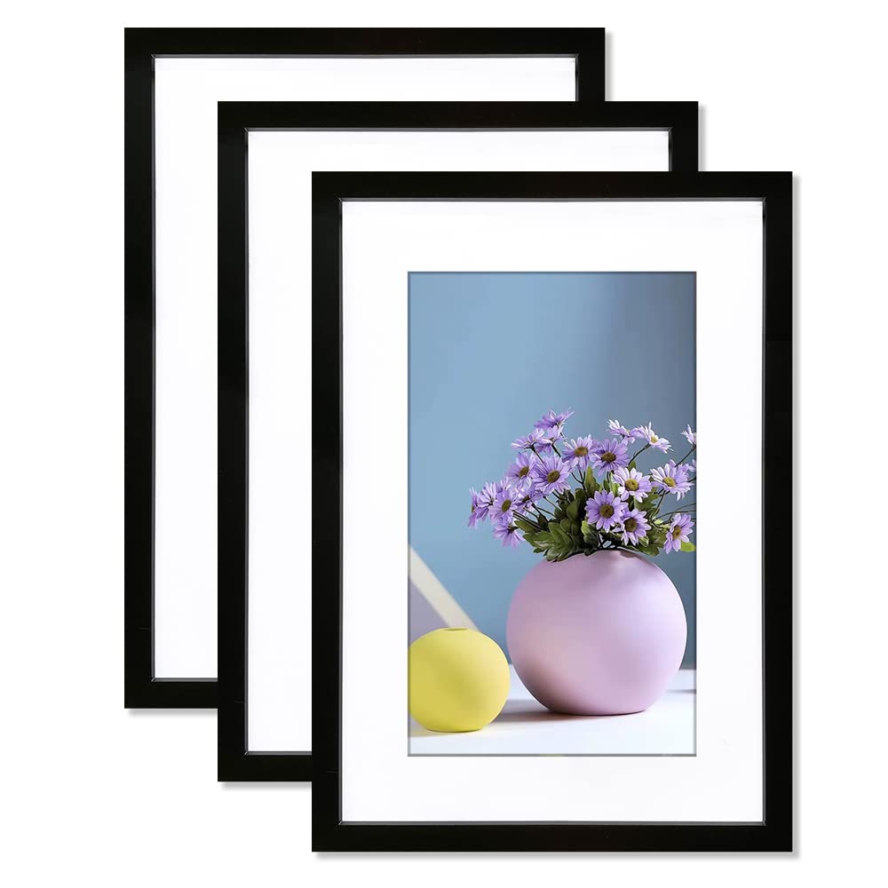 EZOOZE 16x24 Frame, Black 16x24 Picture Frame With Mat 14x20, Wall Hanging Elegant Simplicity Poster Frame, 3-Pack