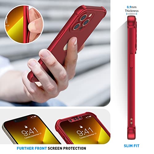 ORETECH for iPhone 13 Pro Max Case, with [2 x Screen Protectors] [15 Ft Military Grade Drop Test] [Camera Protection] 360° Shockproof Slim Thin Phone Case for iPhone 13 Pro Max Cover 6.7" - Red