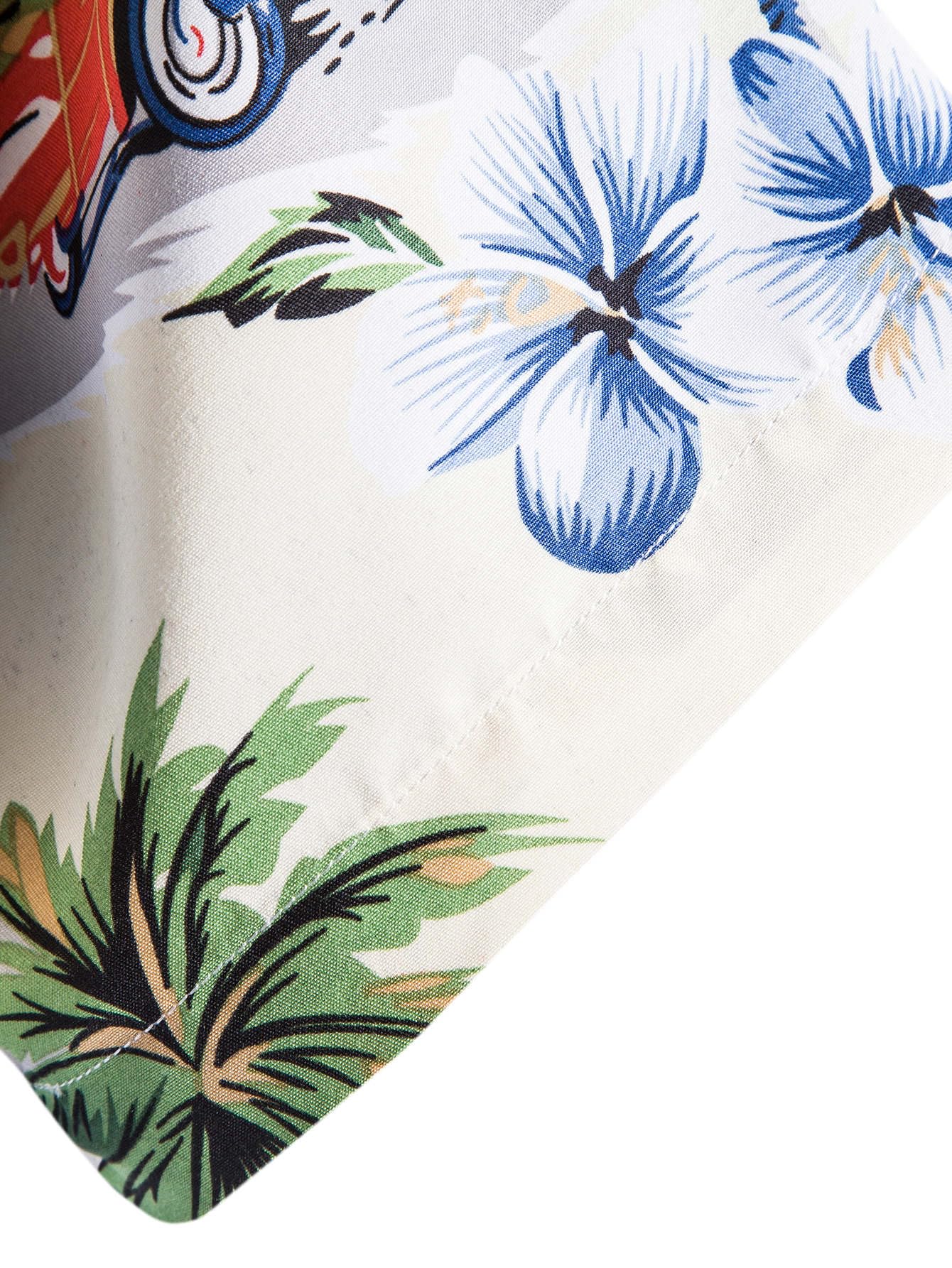 Floerns Men's Casual Tropical Print Button Down Short Sleeve Hawaiian Shirt White Car L