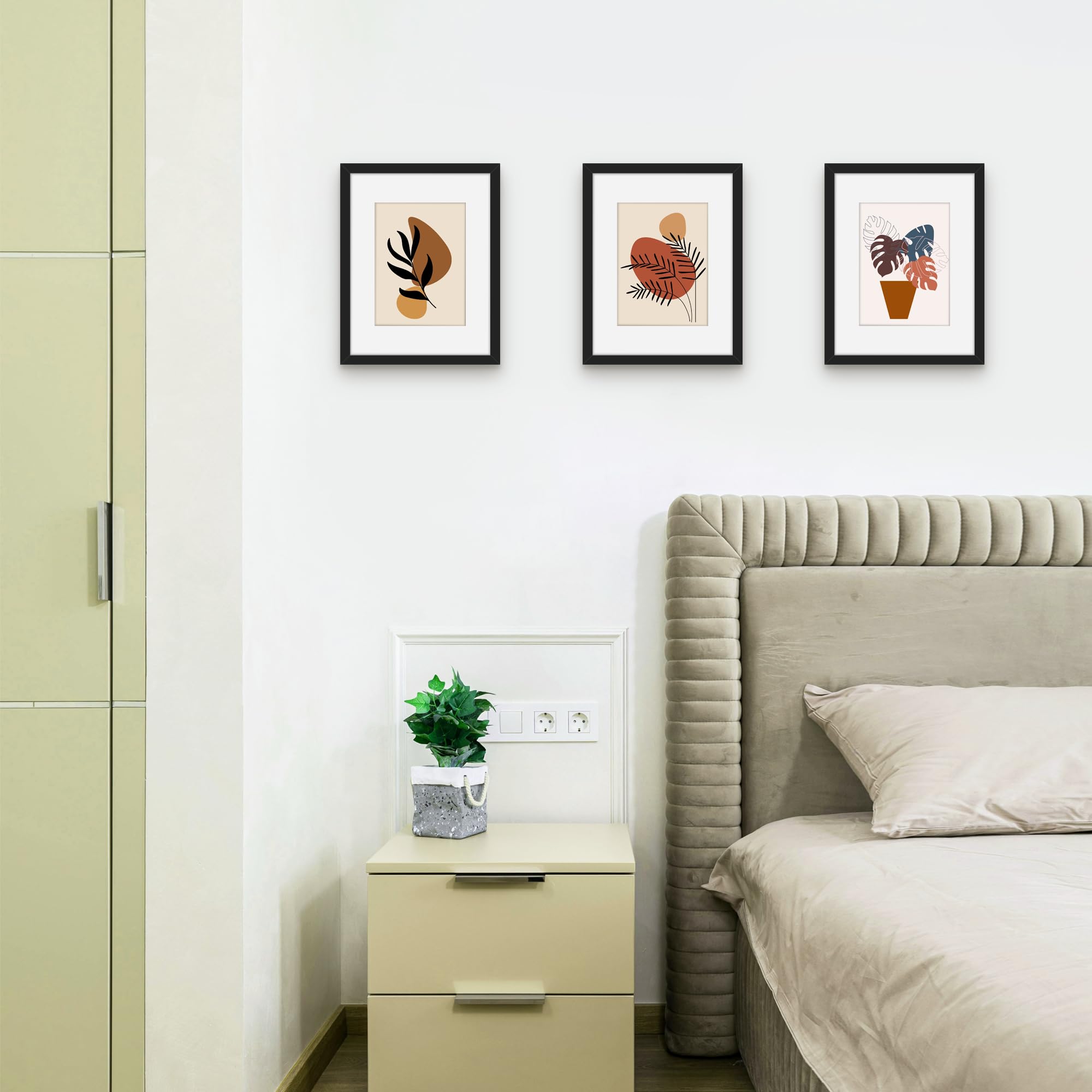 Picrit 8.5x11 Picture Frame Set of 12, Display 6x8 with Mat or 8.5 x 11 Without Mat, Photo Frames for Wall Mounting or Table Top Display, Black.