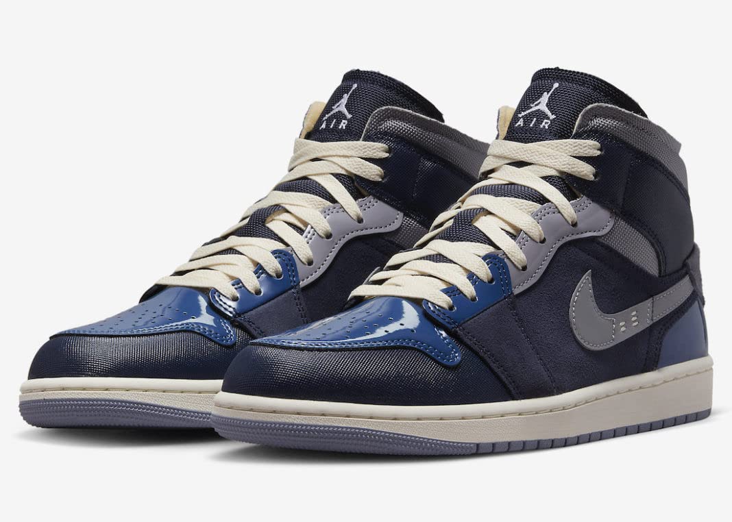Jordan Men's 1 Mid SE Craft Sneaker, Obsidian/White-french Blue, 8