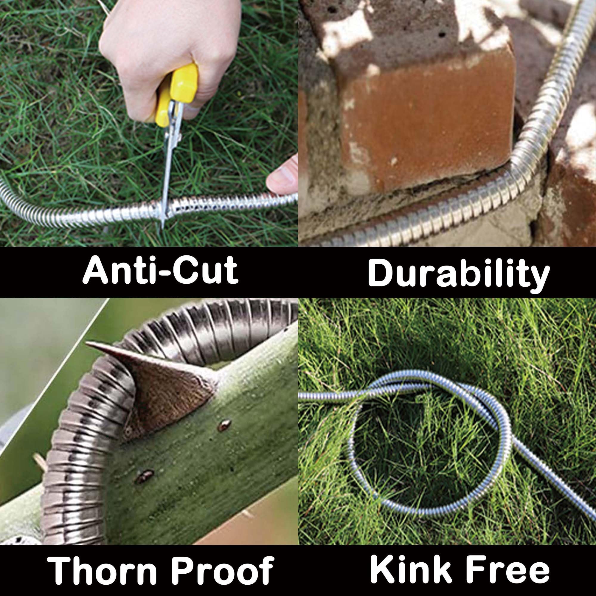 FangFarm Stainless Steel Garden Hose: Durable Quality Metal with High-pressure Water Output for Gardeners(1FT)