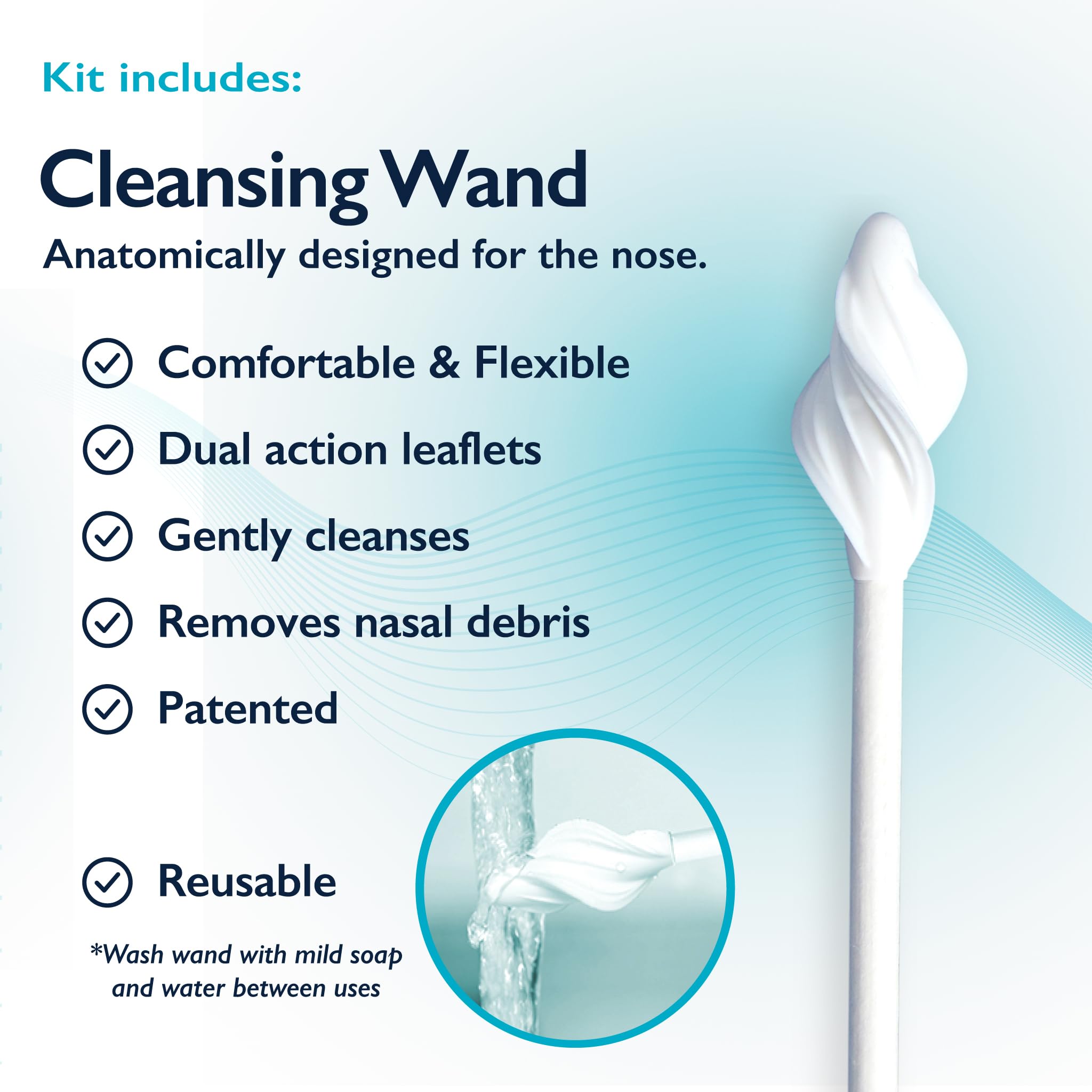 NasoClenz Nasal Cleansing Kit β Gentle, Washable Wand & Antiseptic Gel, Nose Cleaner reduces germs & Nasal Moisturizer for Fast Dry Nose & Allergy Relief (Unscented 4 Count, up to 50 uses)