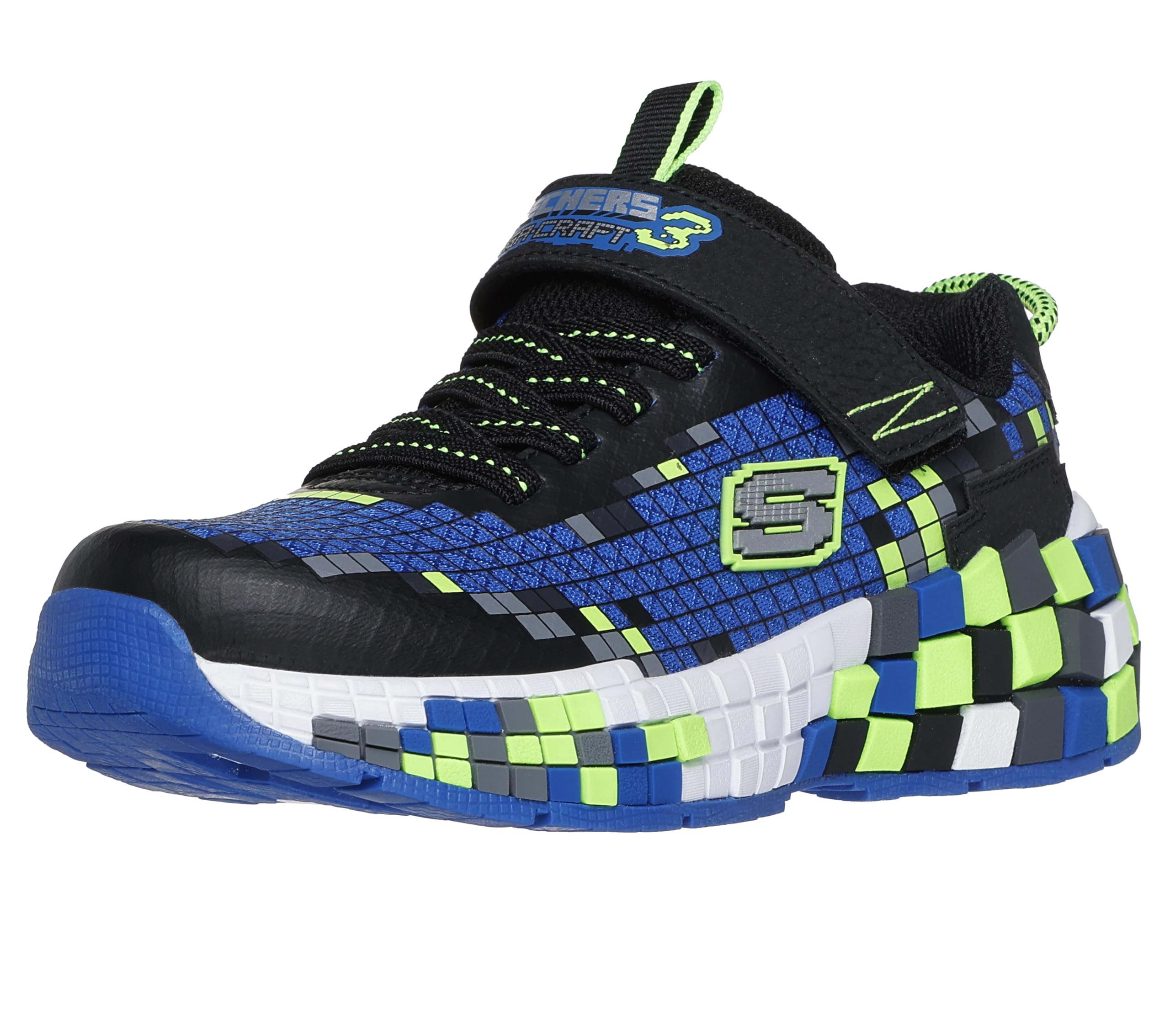 Skechers Boy's Mega-Craft 3.0 Sneaker, Black/Blue/Lime, 2.5 Little Kid