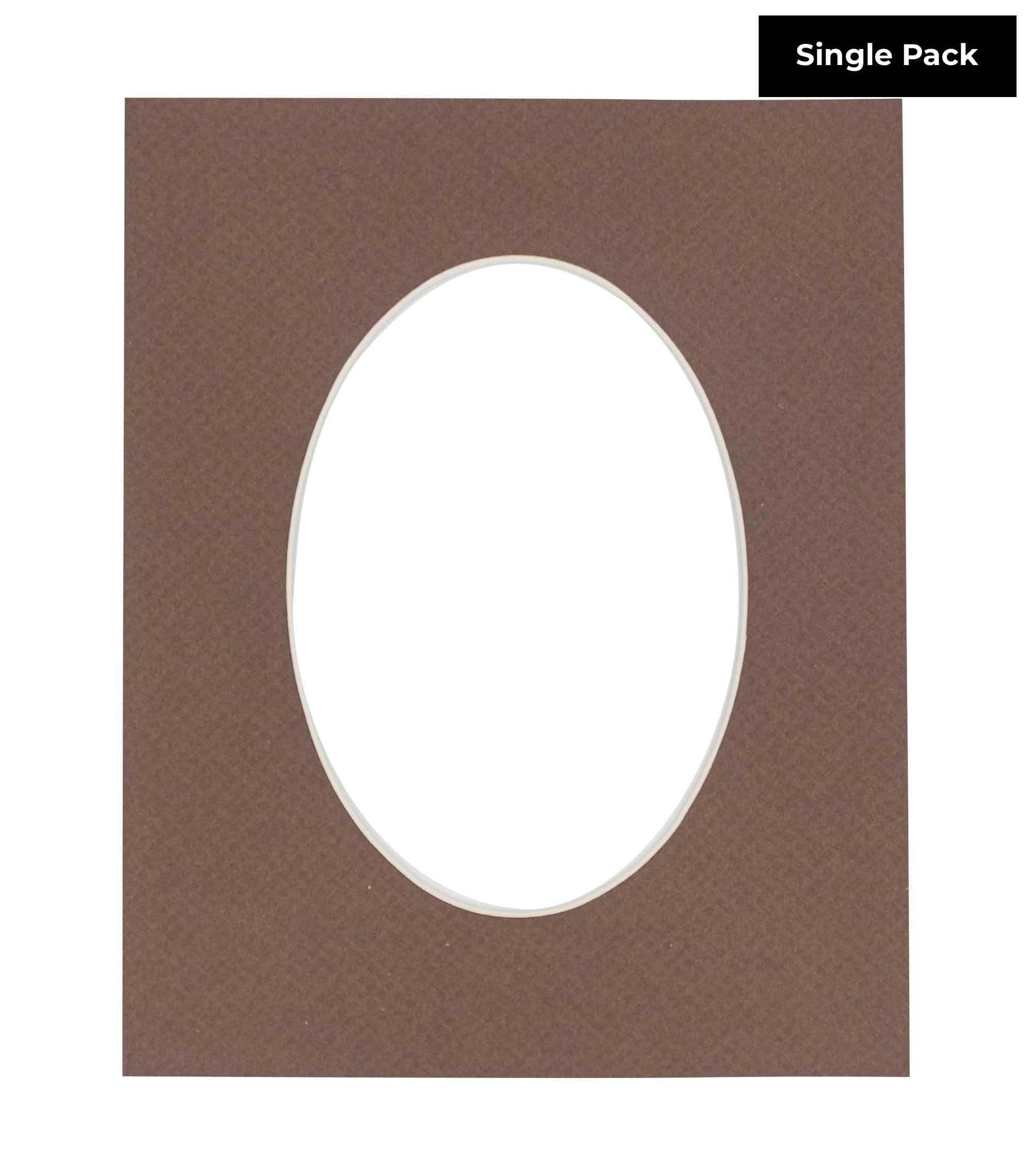 CountryArtHouse Chocolate Brown Acid Free 8x12 Oval Picture Frame Mat with White Core Bevel Cut for 6x9 Pictures - Fits 8x12 Frame - Pack of 1 Matboard
