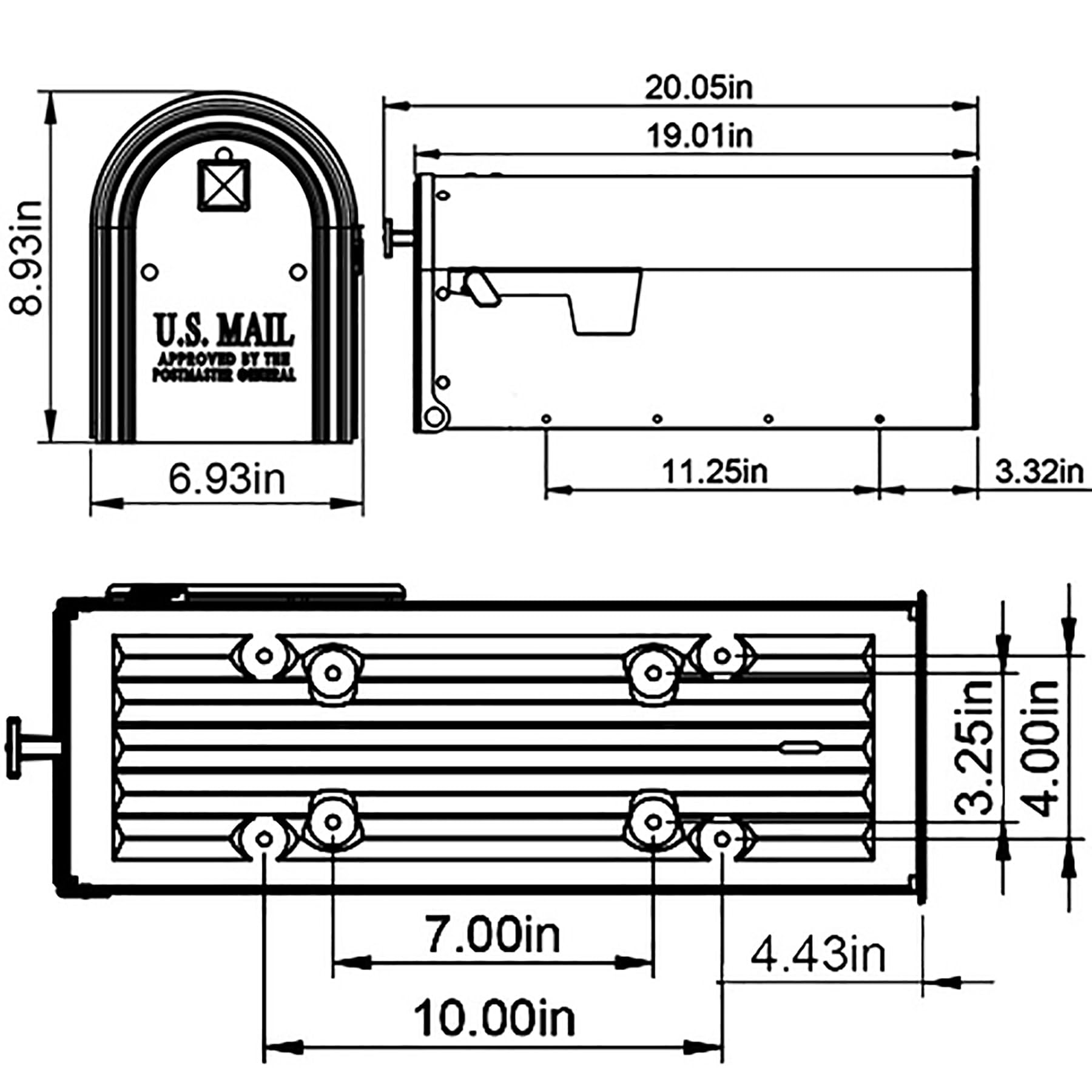 Architectural Mailboxes Edson Galvanized Steel Post Mount Mailbox, Compatibility Code A, EM110GMAM, Grey, Medium Capacity
