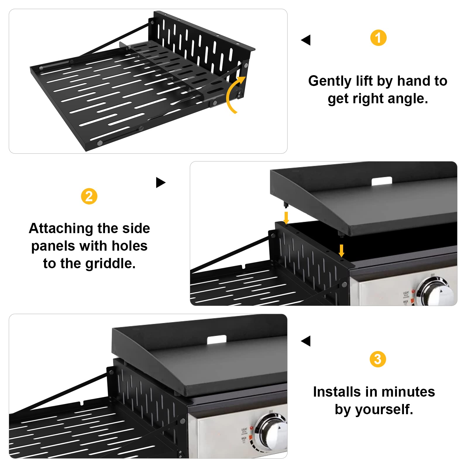 Griddle Caddy for Blackstone 17"/22"/28" Griddle, Griddle Side Shelf for Blackstone Grill, Foldable Design Storage BBQ Accessories for Blackstone Griddle Accessories Organizer
