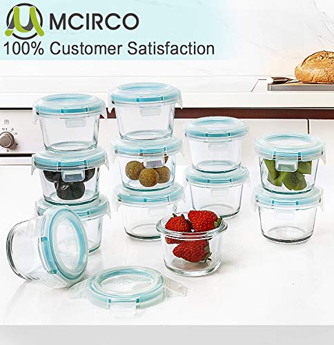 [12-Pack, 5oz]Mini Glass Food Storage Containers, Small Glass Jars with BPA-Free Locking Lids, Food containers, Airtight, Freezer, Microwave, Oven & Dishwasher Friendly