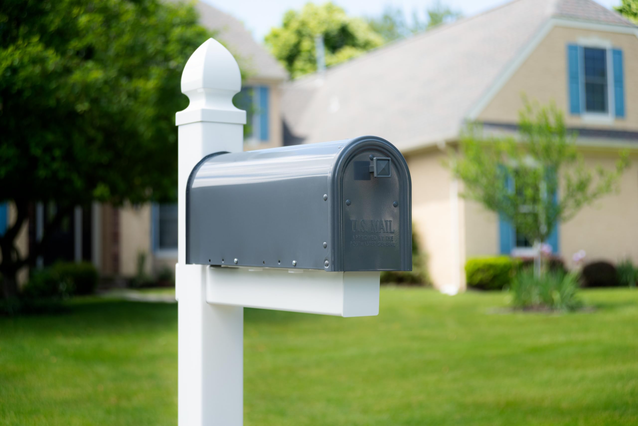 Architectural Mailboxes Edson Galvanized Steel Post Mount Mailbox, Compatibility Code A, EM110GMAM, Grey, Medium Capacity