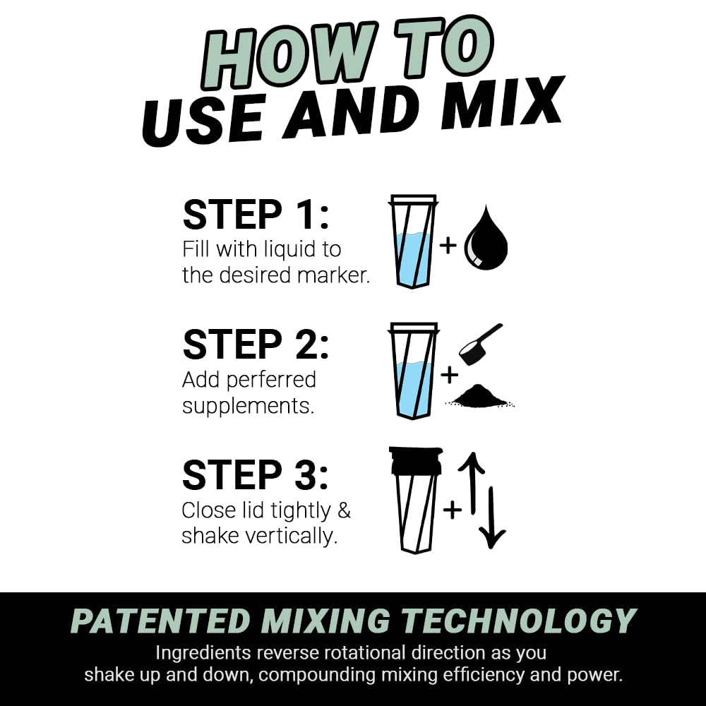 HELIMIX 2.0 Vortex Blender Shaker Bottle Holds upto 28oz | No Blending Ball or Whisk | USA Made | Portable Pre Workout Whey Protein Drink Shaker Cup | Mixes Cocktails Smoothies Shakes | Top Rack Safe