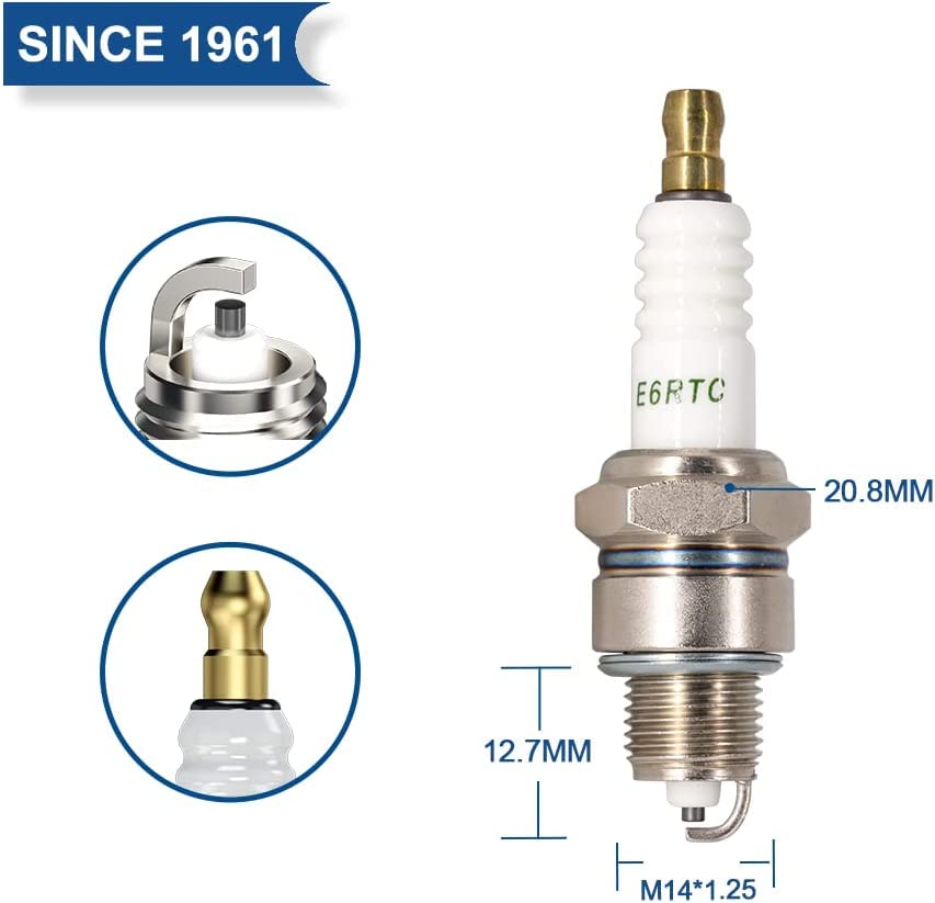 PK4 TORCH E6RTC Spark Plug Replacement - NGK BPR6HS, Bosch WR7BC, Champion RL82YC, Denso IWF20 W20FPR-U, Toro 418, OEM